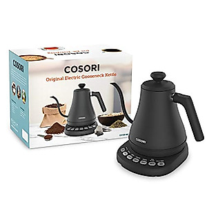 COSORI Electric Gooseneck Kettle with 5 Variable Presets, Pour Over Kettle & Coffee Kettle, 100% Stainless Steel Inner Lid & Bottom, 1200 Watt Quick Heating, 0.8L, Matte Black