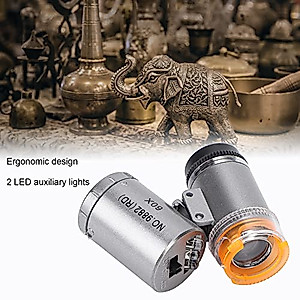 Pocket Microscope Handheld Digital Microscope 60X Magnification 2 LED Lights 1 Light Wide Application Durable ABS Acrylic Portable Microscope
