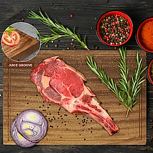 Wooden Cutting Boards For Kitchen Extra Large Wood Chopping Board Thick One-piece Cutting Board With Juice Groove And Stand For Meat Vegetables Cheese (18 * 12 * 1.2Inch)