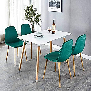 OKAKOPA Mid Century Green Dining Table Set for 4, Dining Room Rectangle Table and 4 Green Chairs, Small Space Dining Table Chairs Set (4 Pcs Green Chairs)
