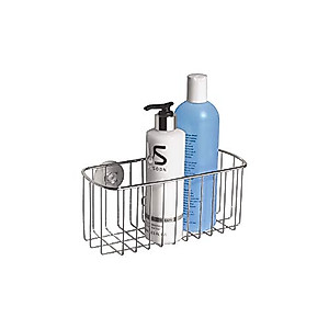 iDesign Rondo Metal Wire Suction Bathroom Shower Caddy Rectangular Basket for Shampoo, Conditioner, Soap, Creams, Towels, Razors, Loofahs, 4" x 8.8" x 5", Stainless Steel