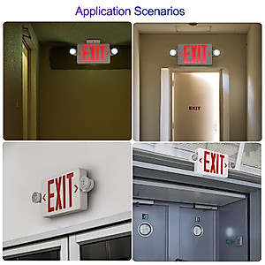 CMMZY Red Exit Sign with Emergency Light, Two Adjustable Head,Exit Sign with Battery Backup,US Standards,UL Certified,Exit Sign Combo for Business,AC 120/277V,2 Pack
