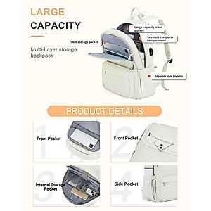 suradar Laptop Backpack for Women,Waterproof Backpack Purse Womens Business Computer Work Backpack Casual Daypacks University Backpacks Fits 15.6 Inch Laptop Bag Beige