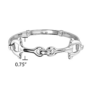 WithLoveSilver 925 Sterling Silver Double Horse bit Equestrian Bangle Bracelet