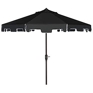 Safavieh Outdoor Collection Zimmerman Crank Market Black and White 9-inch Umbrella