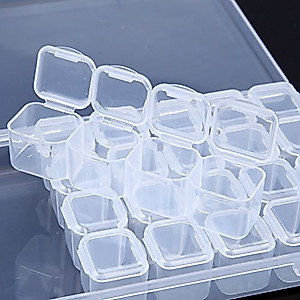szzijia Zijia Plastic Adjustable 28 Slots Boxes of Diamond Painting Accessories Jewelry Container Storage Box (Clear White)