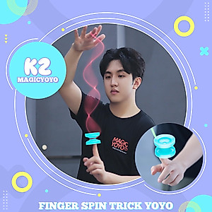 MAGICYOYO Responsive Yoyo for Beginners K2, Dual Purpose Yoyo for Kids with Replacement Unresponsive Bearing for Intermediate + Bearing Remover + Yoyo Case Bag + 12 Yoyo Strings (Blue)
