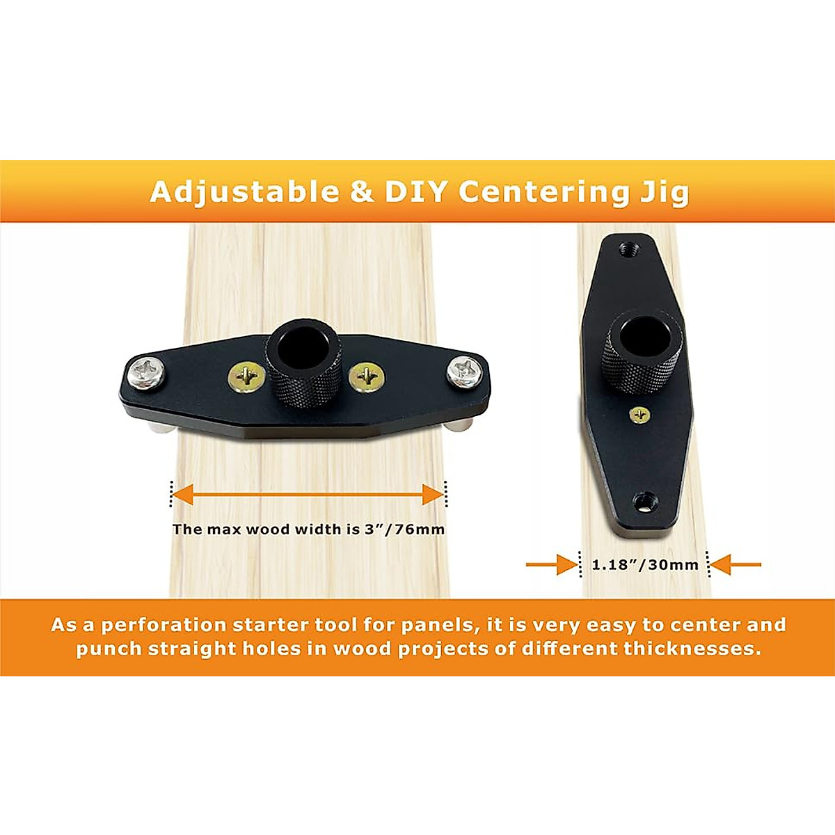 Wdwlbsm Dowel Jig Kit for Floating Shelf Bracket Drill Guide for Straight Holes Self Centering Doweling Jig for Hidden Shelf Brackets Woodworking Drilling