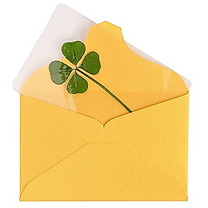 ARTMART Genuine Real Four-Leaf Green Clover St. Saint Patric's Day Bookmarks Irish Shamrock Good Luck Charm for Smartphone Wallet Case Amulet Purse Coating Gift Thanks Card M