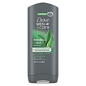 DOVE MEN + CARE Reviving Minerals & Sage Body and Face Wash with 24-Hour Nourishing Micromoisture Technology Body Wash for Men, 13.5 oz