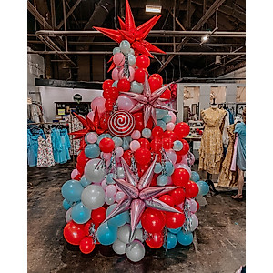 CYMYLAR 3pcs 26inch 3D Explosion Star foil balloon, christmas day red Foil Cone star burst Balloons for Birthday Wedding New Year Party Event