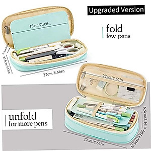 Big Capacity Pencil Pen Case, Office College School Storage Pouch Holder Box Organizer Blue (Cyan) Pencil Case, Large Pencil Case, Aesthetic Pencil Case, Pencil Case Large, Expandable Pencil