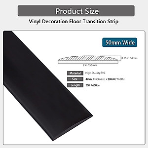Floor Transition Strip 2" Self Adhesive Flat Vinyl Flooring Transitions Strip with Strong Backing (5cm, 20FT, Black)