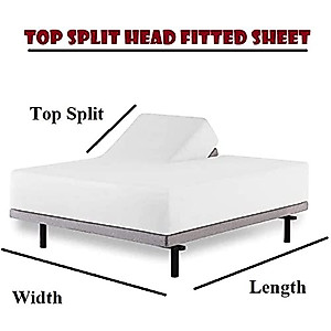34" Top Split King Sheets- Split Head Flex King Sheets (4 Pcs)- 100% Egyptian Cotton- Flex Top King Sheets for Sleep Number Bed- 15 Inch Deep Pocket- Adjustable Split Bed Sheets- White Solid