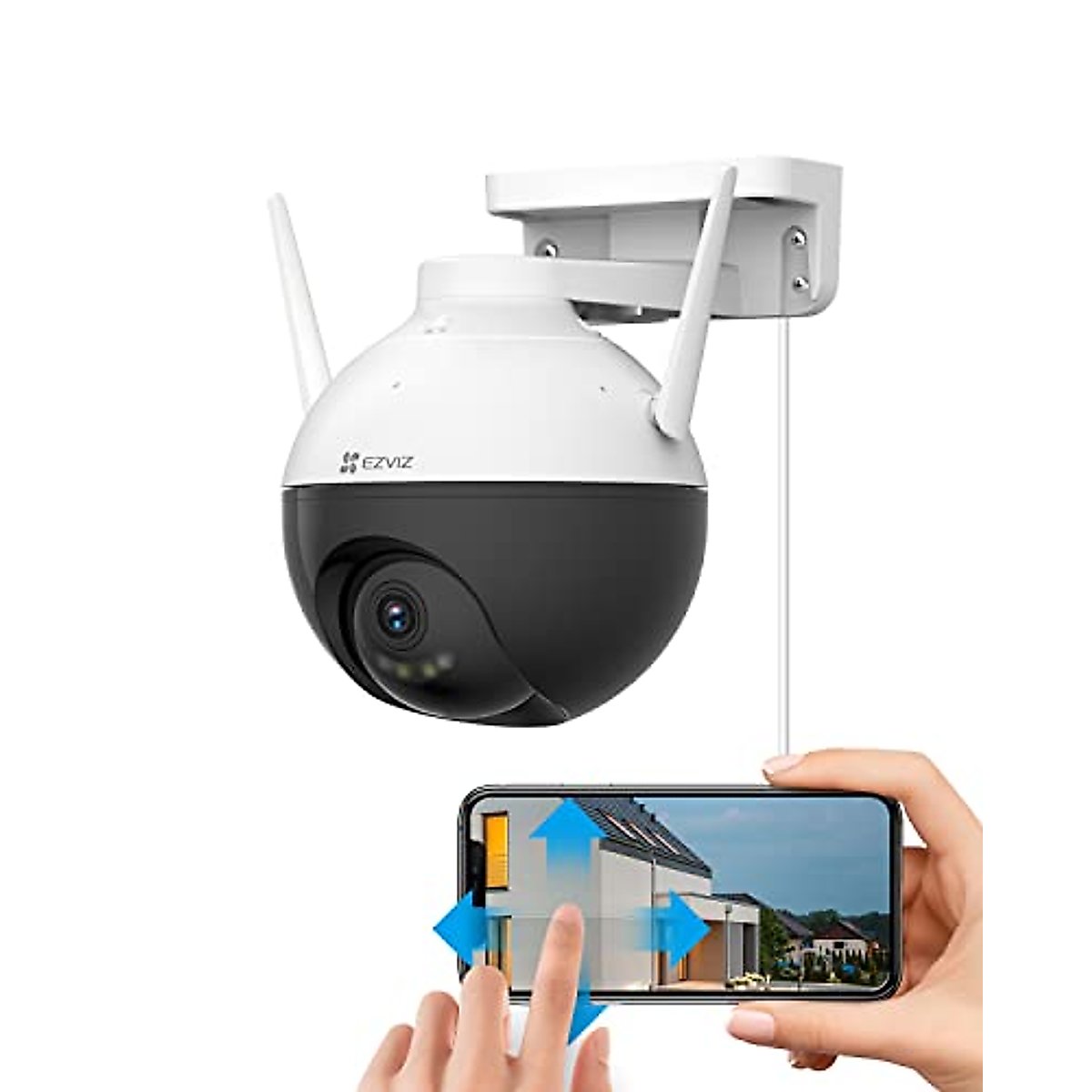 EZVIZ Security Camera Outdoor, 4MP WiFi Camera Pan/Tilt, 360° Visual Coverage, IP65 Waterproof, Color Night Vision, AI-Powered Person Detection, Two-Way Talk, Support MicroSD Card up to 256GB | C8W