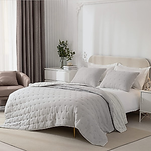 SHALALA NEW YORK Cotton Quilt Set King Size,Reversible Ultra Soft King Quilt Bedding Set,Breathable Lightweight X-Stitching Quilt with 2 Quilted Pillow Shams for All Season(Navy Blue)