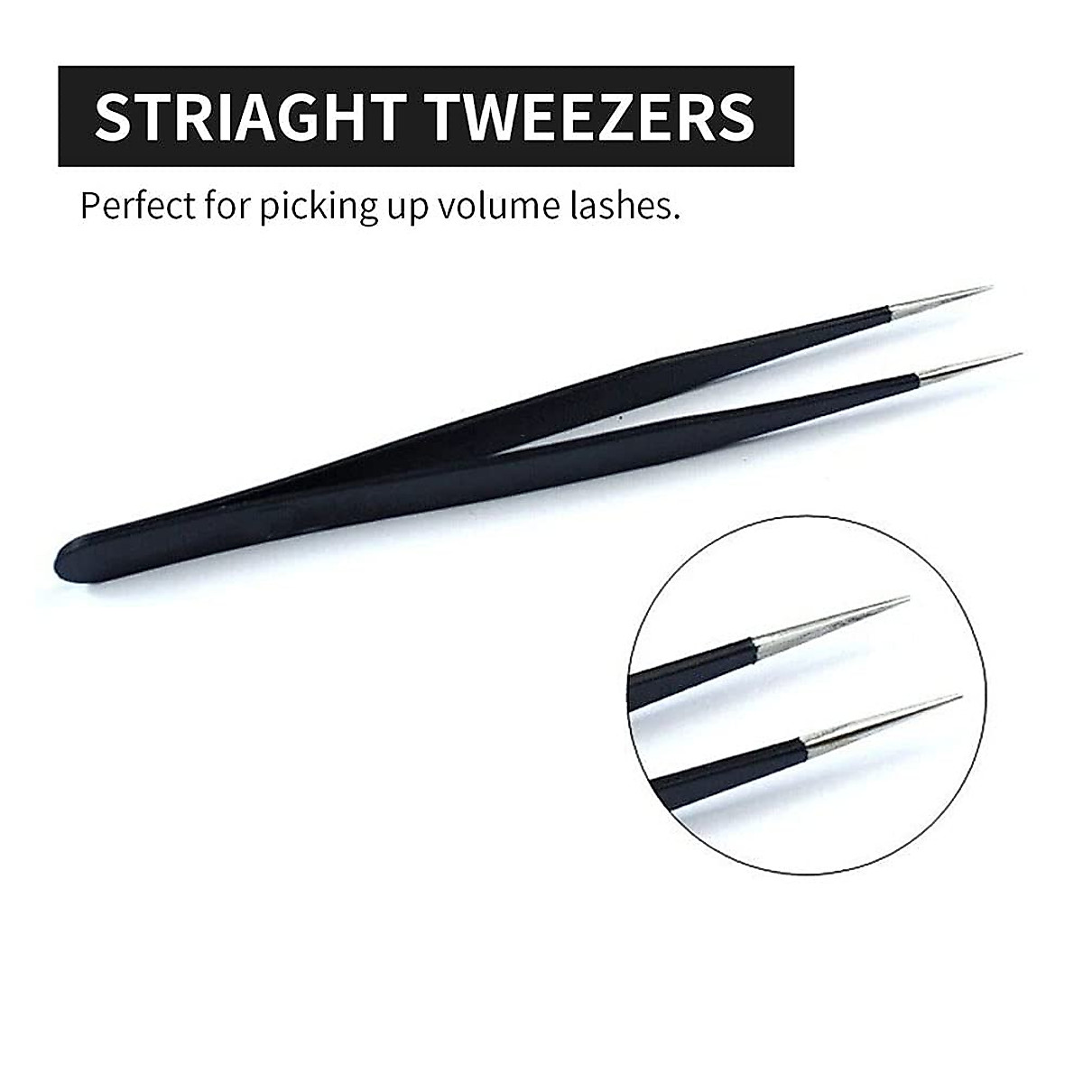 MIOBLET modern 2pcs Straight and Curved Pointed Tweezers for Eyelash Extension - Nail Sticker Rhinestones Gems Picker - Stainless Steel Precision Tweezers