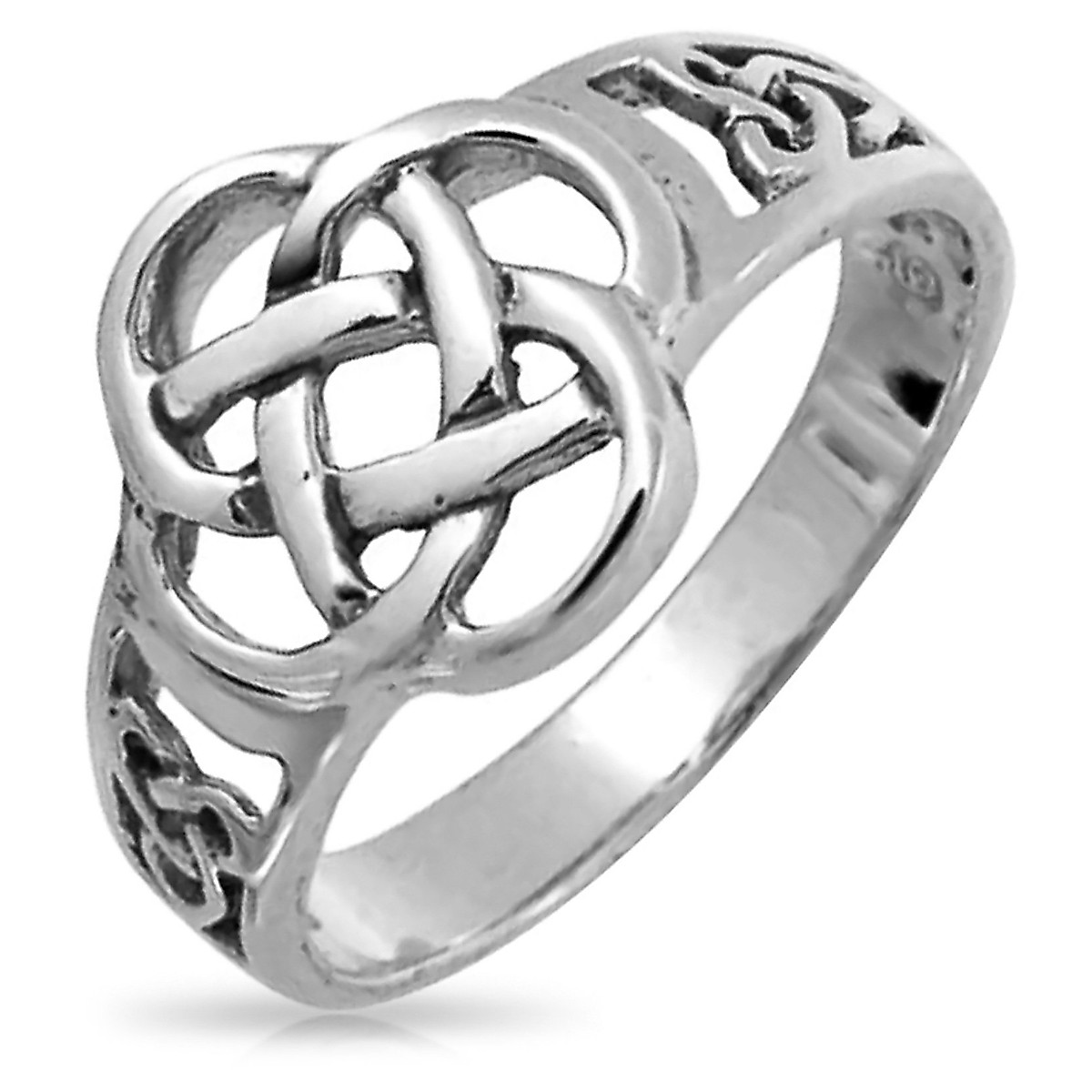 Personalized Best Friends BFF Love Knot Irish Celtic Infinity Band Ring For Teen Women Oxidized .925 Sterling Silver Customizable