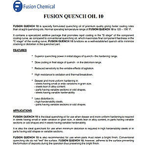 Quenching Oil for Heat Treating Knife Steel | Retains Bright Finish | Deep & Uniform Hardening | Fusion Quench 10 (1 Gallon)