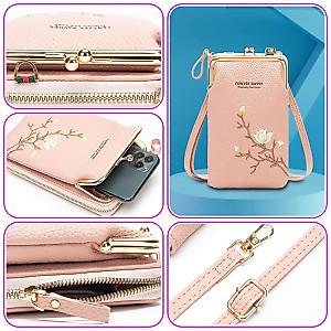 GuaziV Cell Phone Purse Small Crossbody Bags for Women Mini Messenger Shoulder Handbag Wallet with Credit Card Slots