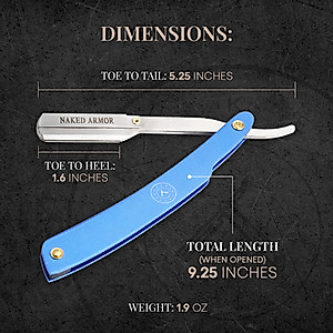 Best Shavette Straight Razor - Replaceable Blade Straight Razor, Metal Handle Shavette, No Stropping or Honing Needed, Great For Beginners, Starter Blade, Hygienic, Close Shave, Leather Case (Blue)