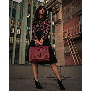 ECOSUSI Briefcase for Women Laptop Bag for College Briefcase Crossbody Messenger Bags Vegan Leather Satchel Purse Fit 14 Inches Laptop, Red