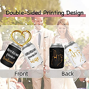 Wedding Can Cooler Sets, Personalized Wedding Gifts for Couples, Husband and Wife, Bottles and Cans Collapsible Sleeve, Neoprene Insulator Can Sleeves for Wedding, Honeymoon, Bridal Showers(2 Pack)
