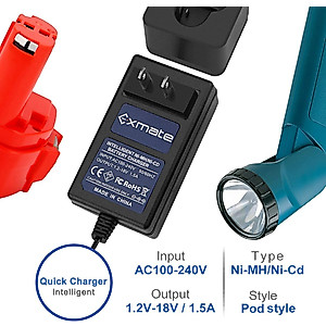 Exmate 2 Pack 7.2V 3.5Ah Ni-MH Battery with 1.2-18V Charger Compatible with Makita 7000 7002 7033 191679-9 632002-4 632003-2 192532-2 192695-4 6010D 6172D DA3000D 6018D 6019D 9500D DA301D 6073D ML702