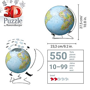 Ravensburger The Earth 540 Piece 3D Puzzle - Engaging Fun for Kids and Adults | Precision Fit with Easy Click Technology | Durable Displayable Model | Celebrating Over 130 Years of Quality