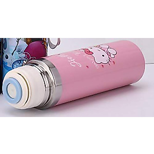 Thermoses for hot food mug an vacuum coffee bottle cold hot water insulated flask。Thermoses for hot drinks stainless steel thermo tea container (500 ml, Cat Pink)