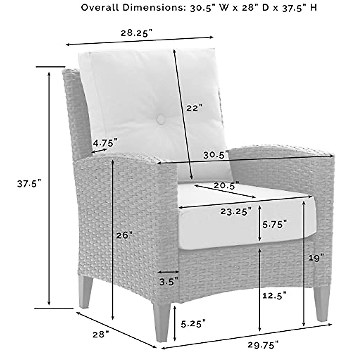 Crosley Furniture KO70210LB-OL Rockport Outdoor Wicker High Back Arm Chair, Set of 2, Light Brown