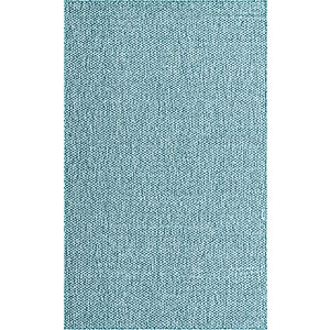 Unique Loom Collection Casual Transitional Solid Heathered Indoor/Outdoor Flatweave Area Rug (5' 3" x 8' Rectangle, Aquamarine/Ivory)