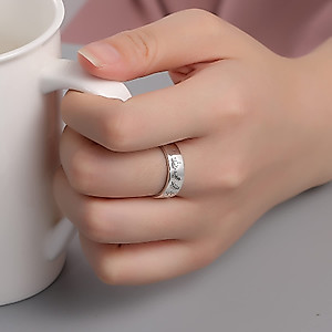 LOVECOM Wildflowers Rings 925 Sterling Silver Floral Rings for Women Bohemian Delicate You Belong Among the Wildflowers Ring Floral Daisy Ring Summer Spring Flower Finger Wedding Bands Jewelry Gifts