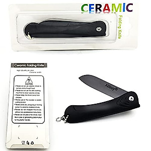 Alibuy 3" Ceramic Folding Knife Utility Knife (Blade Black + Handle Black)