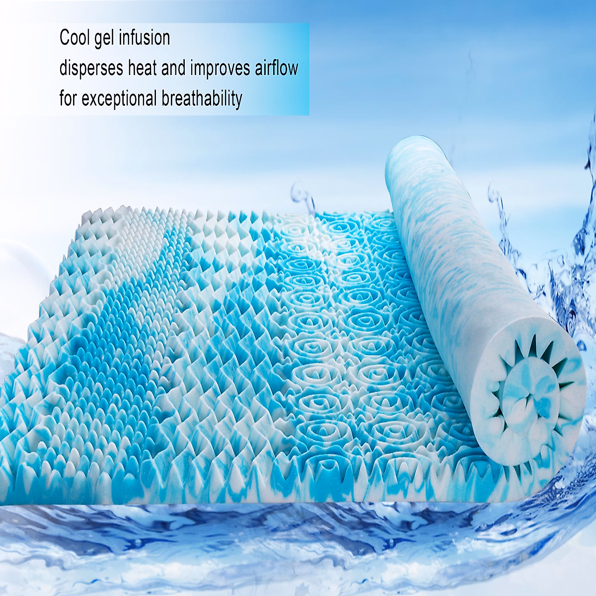 Askme 2 Inch 7-Zone Twin Memory Foam Mattress Topper, Cooling Gel Foam Mattress Topper for Pressure Relief,Bed Topper in a Box CertiPUR-US Certified, Twin Size