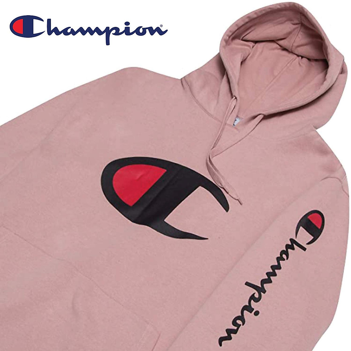 Champion Hoodie for Men Big And Tall Mens Oversized Pullover Fleece Sweatshirt Blush
