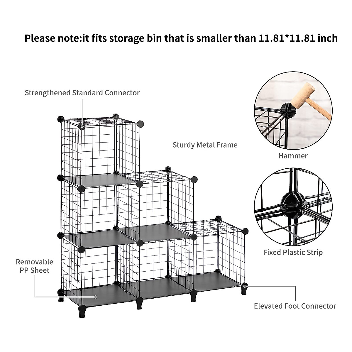 PARANTA Wire Cube Storage Organizer, 6 Cube Bookshelf, Stackable Storage Bins, Closet Organizer and Storgae, Multi-use DIY Standing Shelf Units for Book,Toys,Clothes,Tools