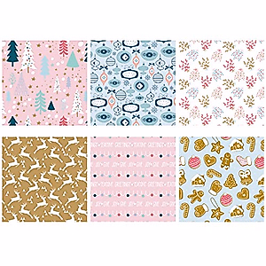 WRAPAHOLIC Wrapping Paper Sheet - Reindeer and Christmas Tree Design, Perfect for Christmas, Holiday, Baby Shower - 1 Roll Contains 6 Sheets - 17.5 inch X 30 inch Per Sheet