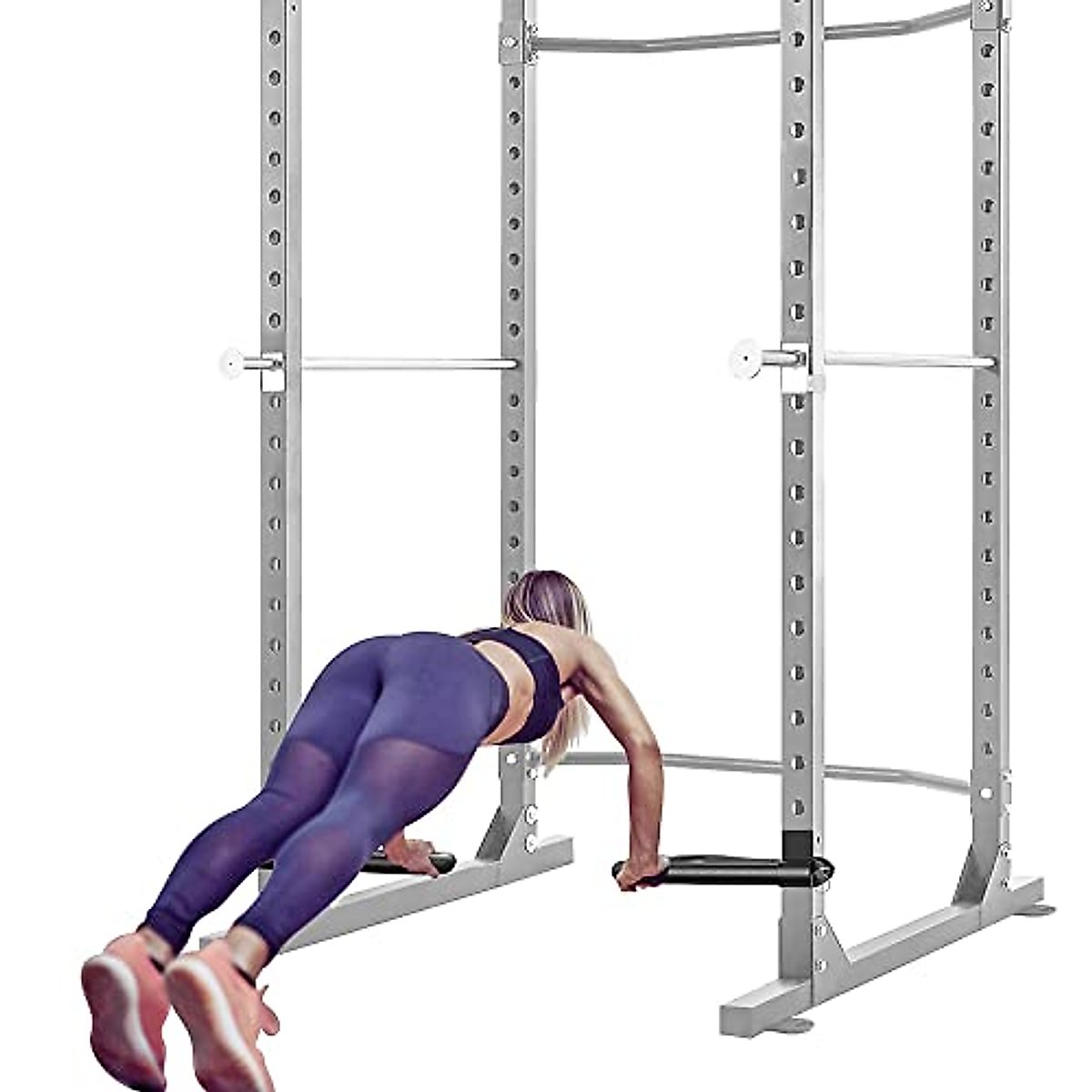 SELEWARE Solid Dip Bar Attachment for 2" x 2" with 1/2" Hole Power Cage Squat Rack, Set of 2 Dip Bar Multi-Grip Handles for Strength Training