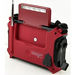 Kaito KA500IP-RED Voyager Solar/Dynamo AM/FM/SW NOAA Weather Radio with Alert and Cell Phone Charger, Red