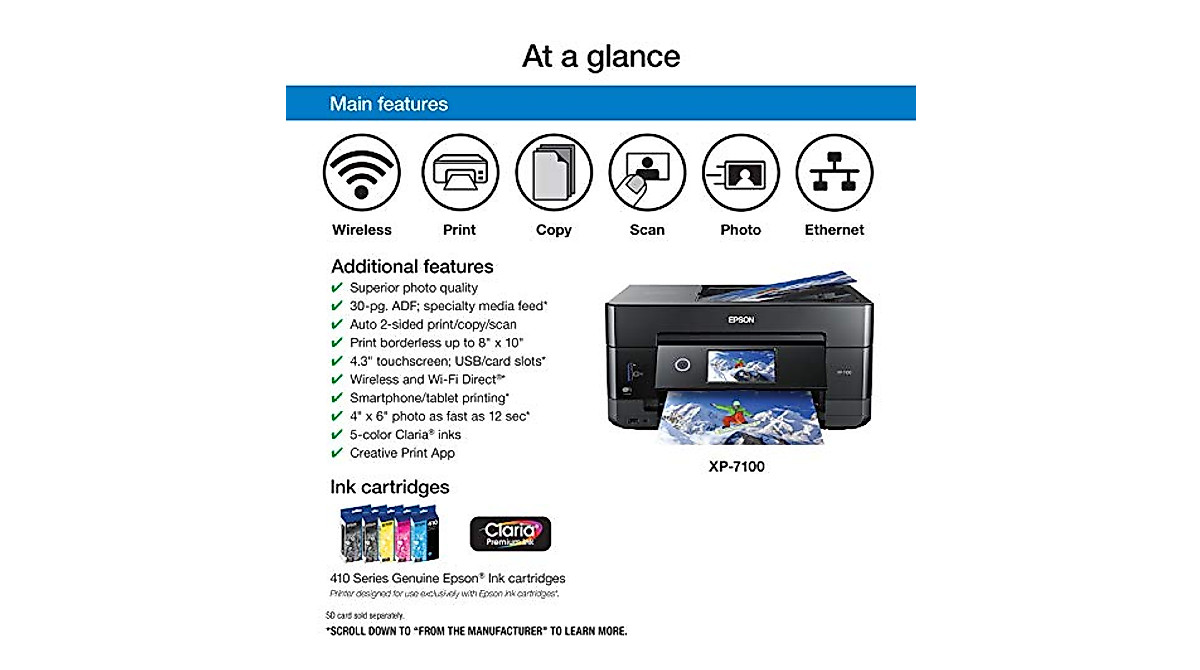 Epson Expression Premium XP-7100 Wireless Color Photo Printer with ADF ...