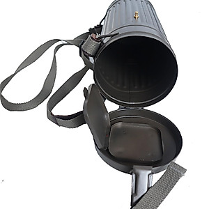 YBRR WW2 Gas Mask Canister Leather Accessories German Retro Outdoor Film Canister Box Storage Box Metal, green