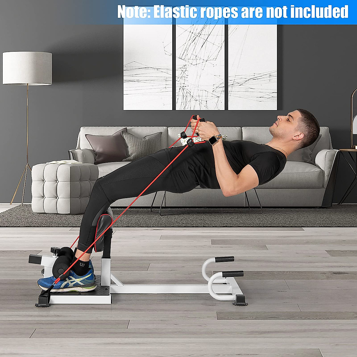 Goplus Deep Sissy Squat Machine, 3-in-1 Hip Thrust Sit up Exercise Equipment for Core Training, Sit-ups, Push-ups, Leg Exercises, Glute Workout Station Sissy Squat Bench for Home Gym Use