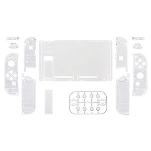 eXtremeRate DIY Replacement Shell Buttons for Nintendo Switch, Back Plate for Switch Console, Housing with Full Set Buttons for Joycon Handheld Controller - Transparent Clear [No Electronics Parts]