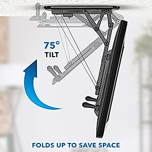Mount-It! Electric Ceiling TV Mount with Remote and App Controller, Motorized Flip Down Pitched Roof Mount Fits 32 to 70 Inch Flat Screen TVs, Black