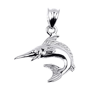 High Polished 925 Sterling Silver Swordfish Charm Pendant