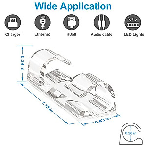 TidyHelper Adhesive Cable Clips Clear (40PCS, M), Upgraded Wire Holders Cord Clips for Wall, Strong Cord Organizer Cable Management Under Desk, Car, PC, Christmas Light Clips Indoor/Outdoor