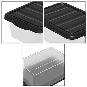 Vadidiya 14 Quart Plastic Latching Box with Lid, Latch Containers with Black Lids, 6 Packs