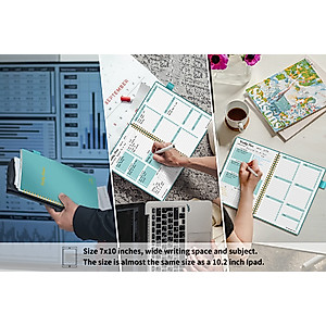 Weekly Planner Undated, Weekly Goals Schedule Planner Regolden-Book To Do List Notebook Calendars Organizers Habit Tracker Journal for Man & Women, Spiral Binding, Pocket, Pen Loop, 53 Weeks (7x10")