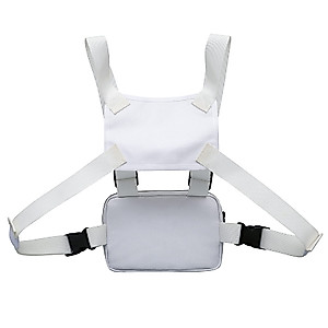 Outdoor Water Resistant Chest Bag for Men,Tactical EDC Chest Pack with Built-in Phone Holder, Lightweight Utility Chest Rig Pouch for Workouts, Running,Cycling,Hiking (M, White)